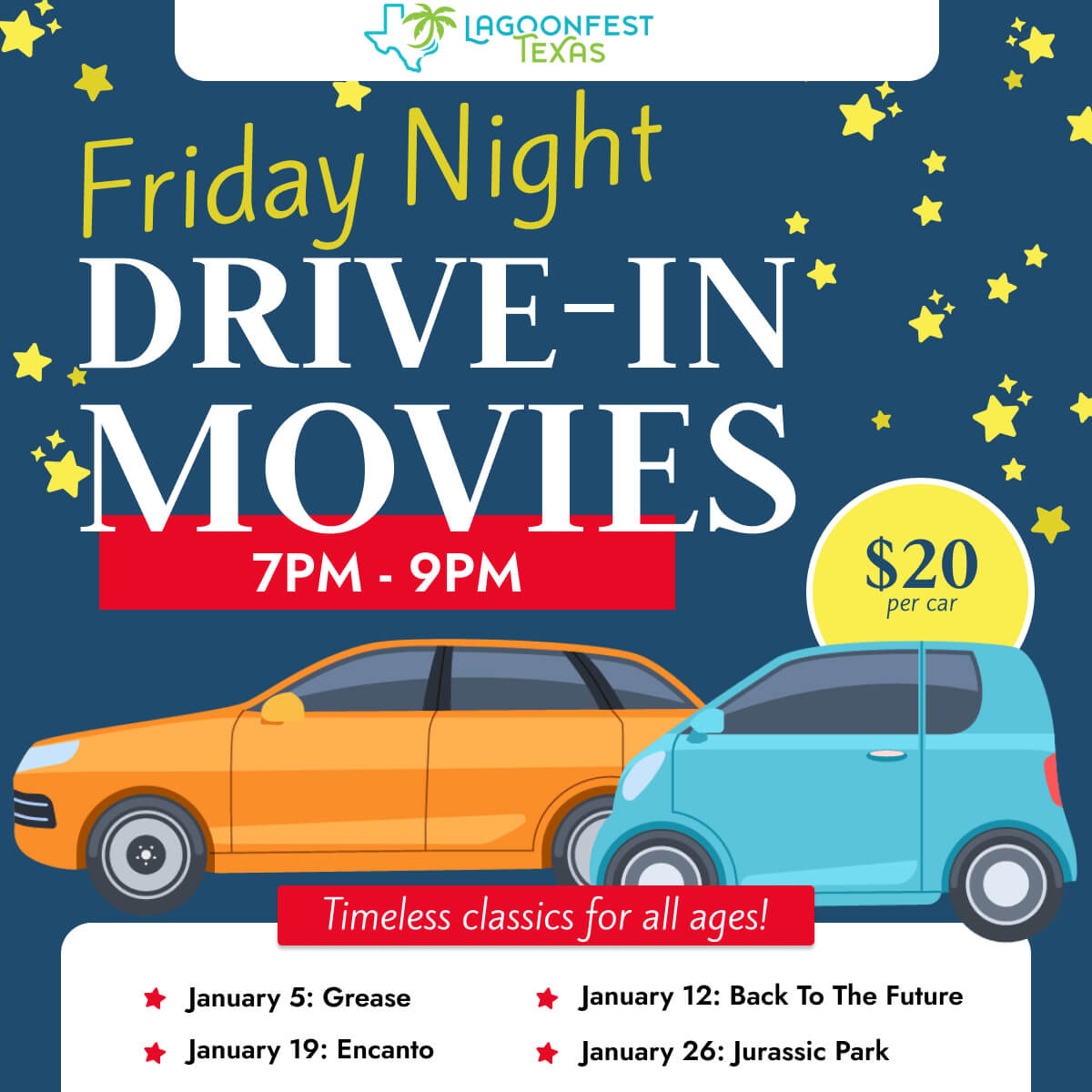 Friday Night Drive-In Movies – Lagoonfest Texas
